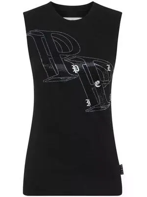 Philipp Plein Crystal-embellished Logo-print Tank Top - Black