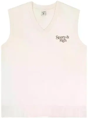 SPORTY & RICH Bardot Logo-print Cotton Vest - Neutrals
