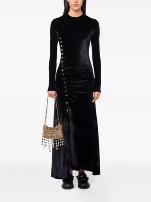 Rabanne Draped Velvet Maxi Dress