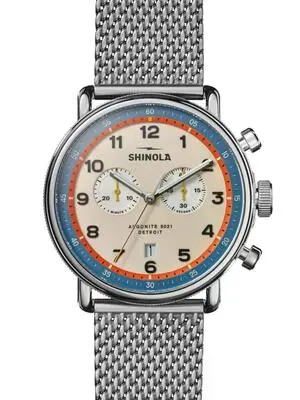 Shinola The Canfield Chrono 43mm Stainless Steel Chronograph Watch - Neutrals