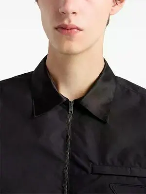 Prada Cotton Technical Jersey Zip Up Shirt