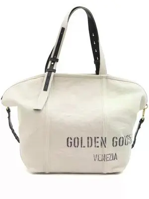 GOLDEN GOOSE Logo Shopping Bag - Neutrals