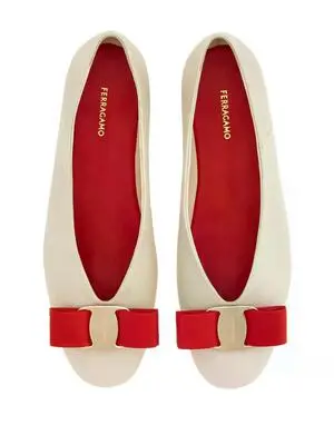 FERRAGAMO Vara Leather Ballerina Shoes