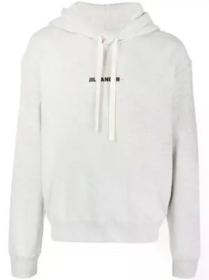 JIL SANDER Logo-print Cotton Hoodie - Grey