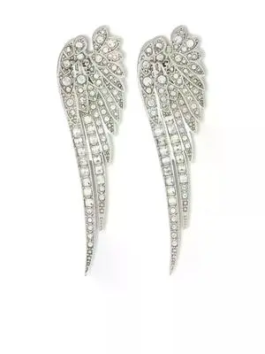 Palm Angels Crystal Wing Earrings - Silver