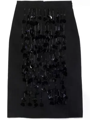 Plan C Sequin-detail Panama Midi Skirt - Black