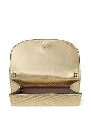 JIMMY CHOO Metallic Biker Leather Curve Clutch Bag - Gold
