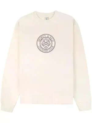 SPORTY & RICH Connecticut Crest Cotton Sweatshirt - Neutrals