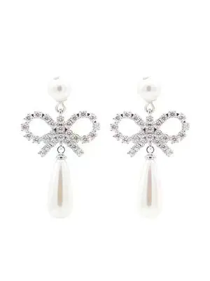 SELF-PORTRAIT Bow Droplet Earrings - Silver