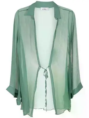 AMIR SLAMA Tie-front Silk Beach Cover-up - Green