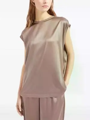 Brunello Cucinelli Monili-embellished Satin T-shirt