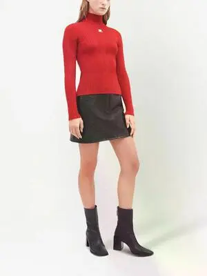 COURREGES Logo-embroidered Ribbed Sweater - Red