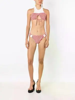 AMIR SLAMA Striped Cut-out Halterneck Bikini