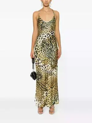 Roberto Cavalli Leopard Print Silk Dress