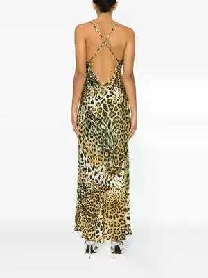 Roberto Cavalli Leopard Print Silk Dress