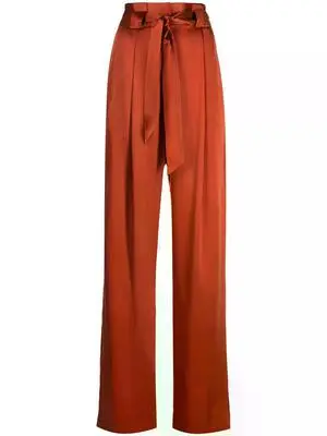 Michelle Mason High-waisted Pleated Silk Trousers