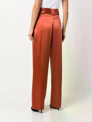 Michelle Mason High-waisted Pleated Silk Trousers