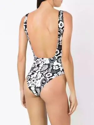 AMIR SLAMA Floral-print Cut-out One-piece Swimsuit