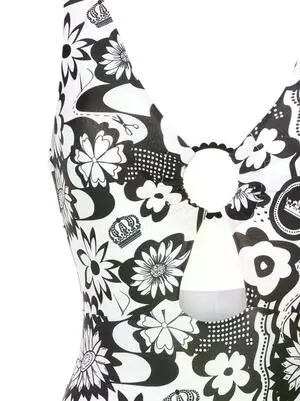 AMIR SLAMA Floral-print Cut-out One-piece Swimsuit