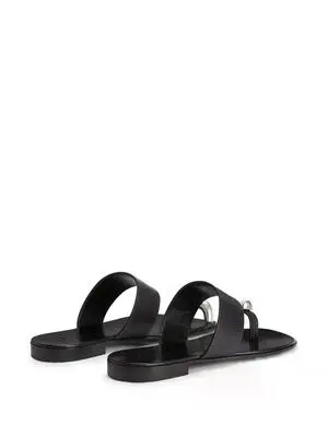 GIUSEPPE ZANOTTI Norbert Leather Toe-loop Sandals - Black