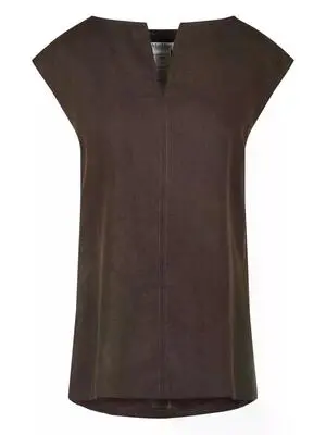Max Mara Cap-sleeve Linen Top - Brown