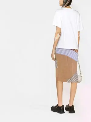 Stella McCartney 3d Stripes Wool Midi Skirt