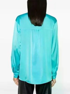 FORTE_FORTE Band-collar Satin Shirt