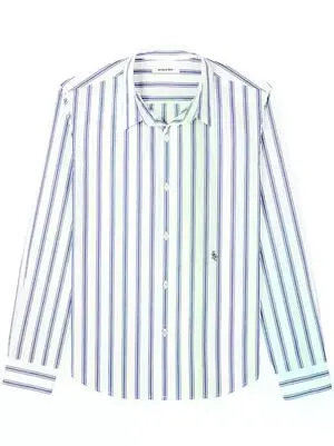 SPORTY & RICH Striped Logo Embroidered Shirt