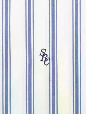 SPORTY & RICH Striped Logo Embroidered Shirt