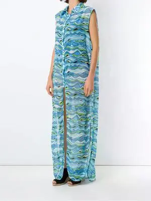 AMIR SLAMA Wave-print Maxi Kaftan