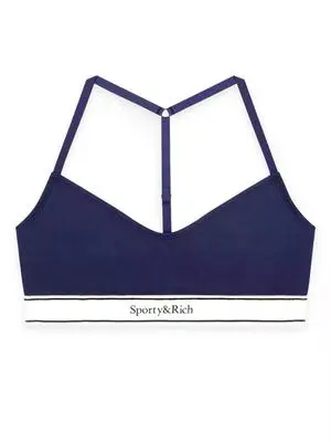 SPORTY & RICH Serif-logo Sports Bralette - Blue