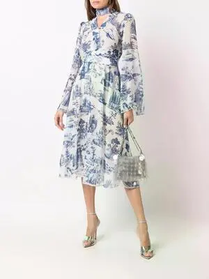 Philipp Plein Georgette Crystal Silk Dress