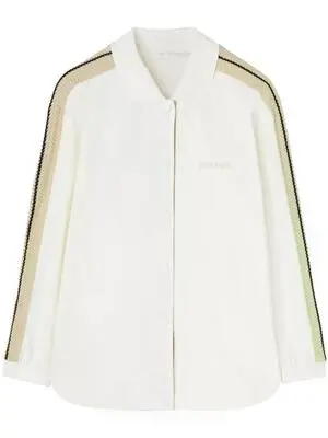 Palm Angels Logo-embroidered Cotton Track Shirt - Neutrals