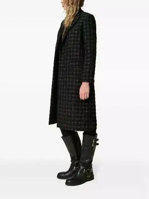 TWINSET Check Pattern Bouclé Coat