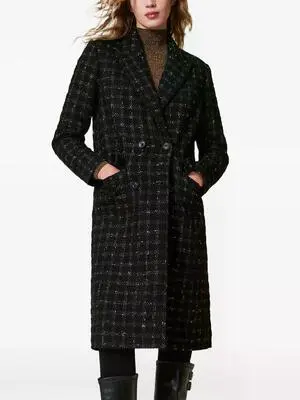 TWINSET Check Pattern Bouclé Coat