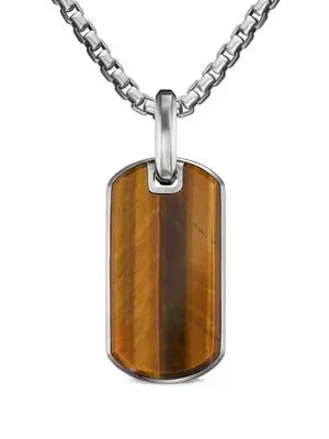 David Yurman Sterling Chevron Tiger Eye Tag - Silver