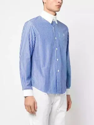 SPORTY & RICH Logo-embroidered Stripe-print Shirt
