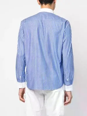 SPORTY & RICH Logo-embroidered Stripe-print Shirt