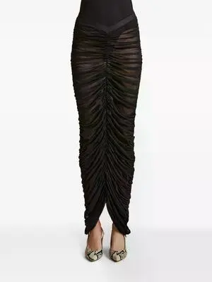 Khaite Laure Ruched Silk Skirt - Black