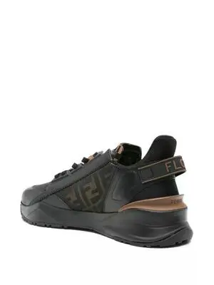 Fendi Flow Ff-jacquard Leather Sneakers - Black