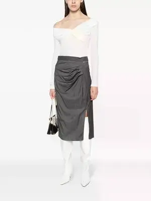 TWINSET Pinstripe Pleat-detail Midi Skirt