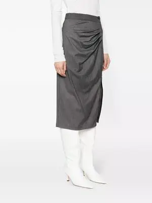 TWINSET Pinstripe Pleat-detail Midi Skirt