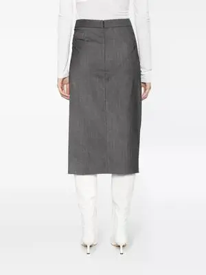 TWINSET Pinstripe Pleat-detail Midi Skirt