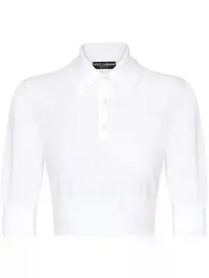 Dolce & Gabbana Cropped Fine-knit Polo Shirt