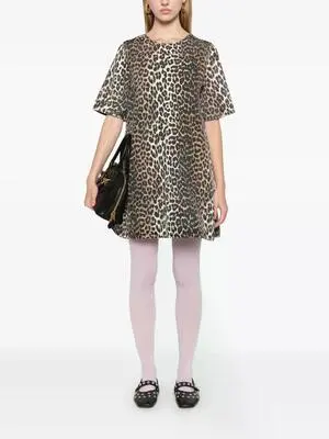 GANNI Leopard-print Denim Mini Dress