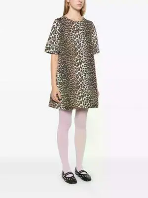GANNI Leopard-print Denim Mini Dress