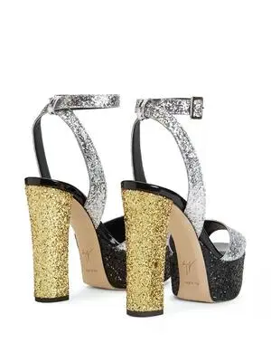 GIUSEPPE ZANOTTI 120mm Betty Glitter Platform-sole Sandals - Silver