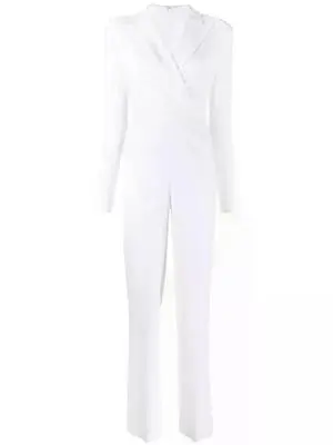 Talbot Runhof Long-sleeve Wrap-design Jumpsuit - Black