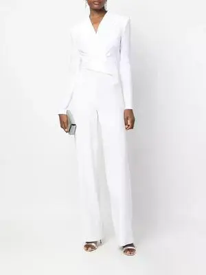 Talbot Runhof Long-sleeve Wrap-design Jumpsuit