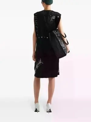 Prada Embroidered Georgette Sleeveless Dress